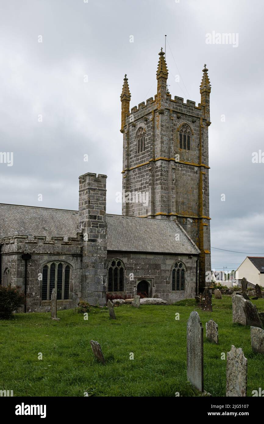 View in and around St Breaca Parish Church in Breage, Helston, Cornwall ...