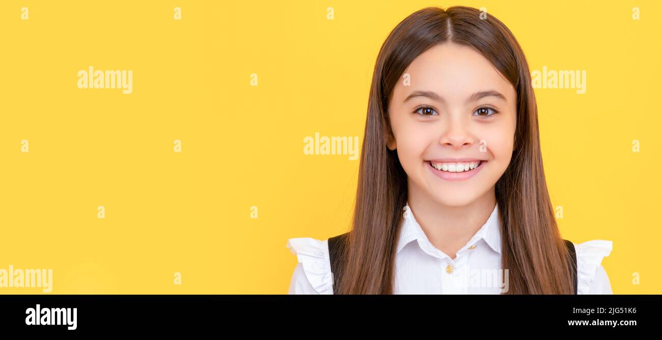 knowledge day. education concept. kid in uniform on yellow background ...