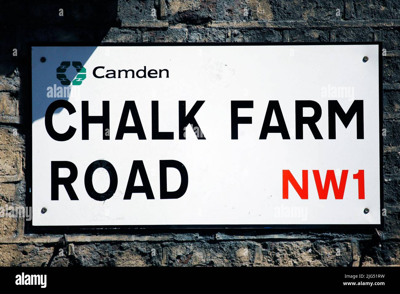 London Street Sign, Chalk Farm Road in Camden Town, Borough of Camden ...