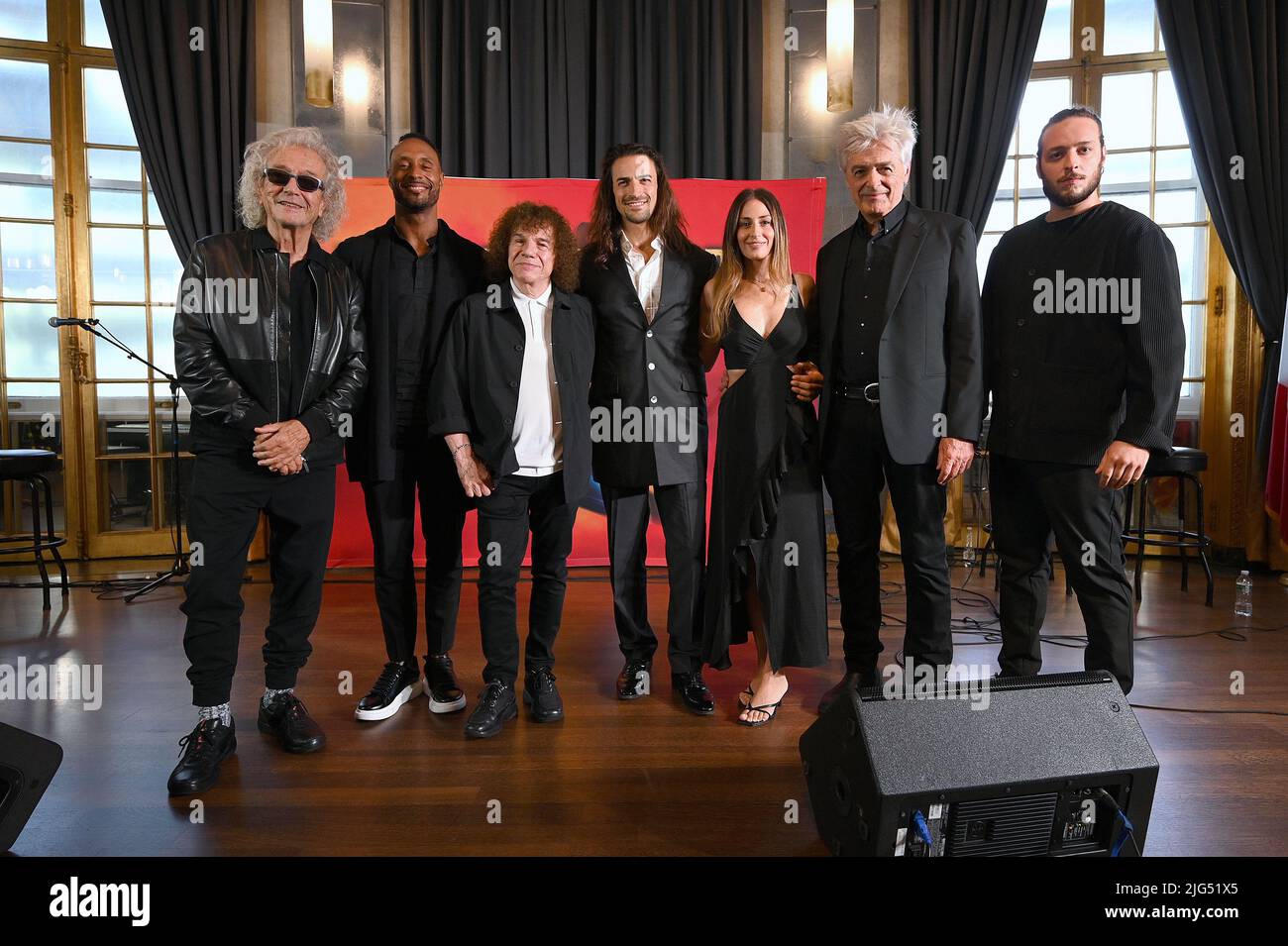 (L-R) Author Luc Plamondon, singer Jay, composer Richard Cocciante ...