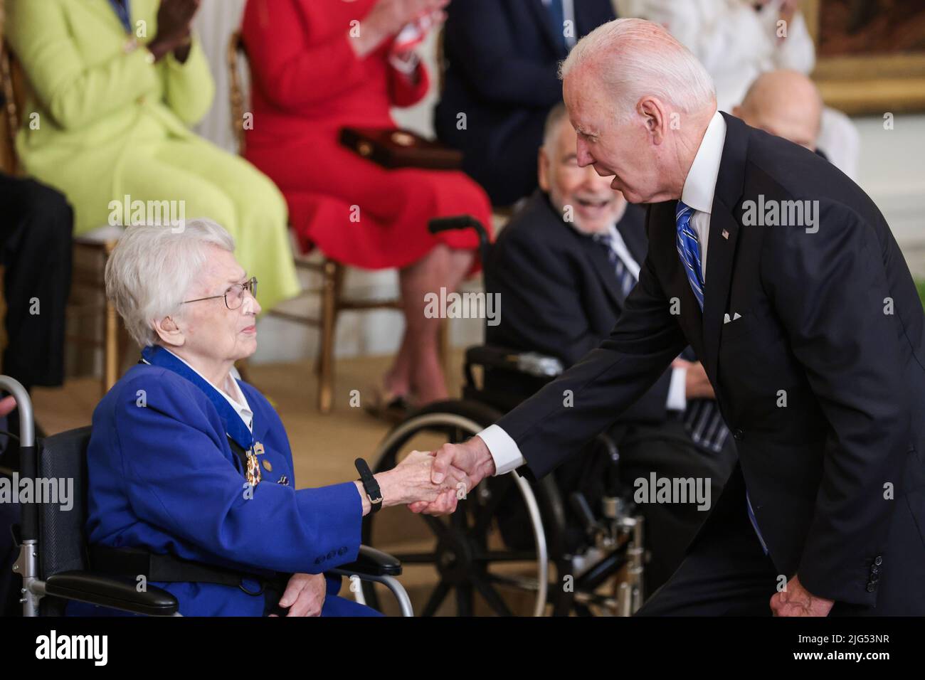 Brigadier General Wilma Vaught receives the Presidential medal of ...