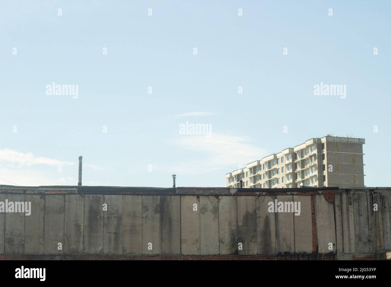 Old building in city. Industrial area. Details of industrial-looking ...