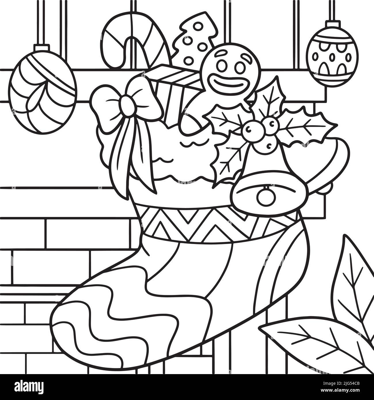 Christmas Stocking Coloring Page for Kids Stock Vector Image & Art - Alamy