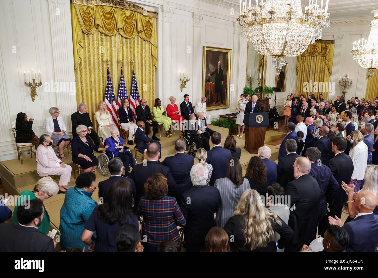 President Joe Biden speaks during a ceremony where he will award the ...