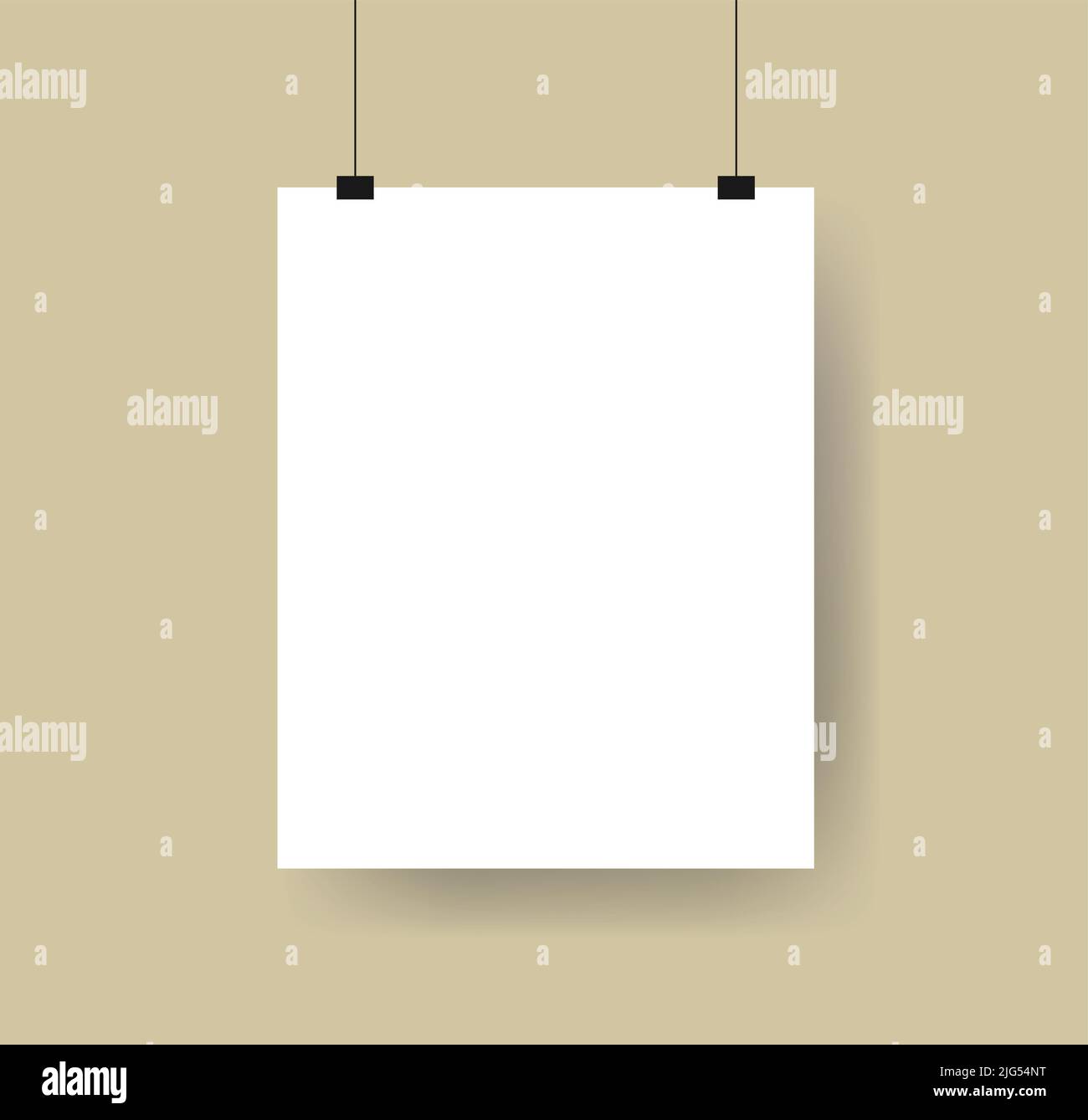 Blank Hanging Mockup Template Realistic A3 A4 Poster Banner ...