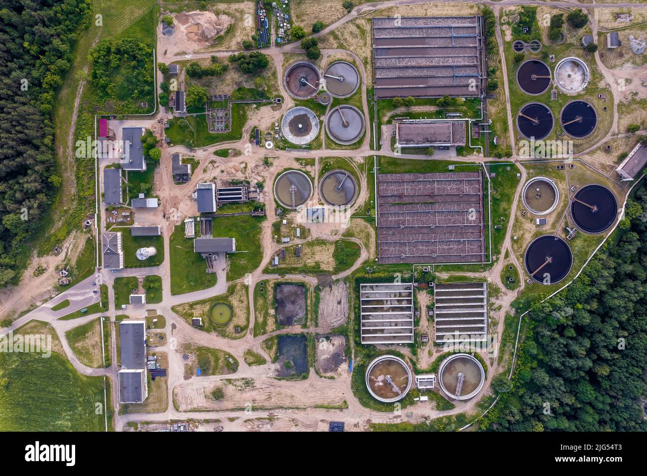 aerial view modern wastewater sewage treatment plant of the city Stock ...