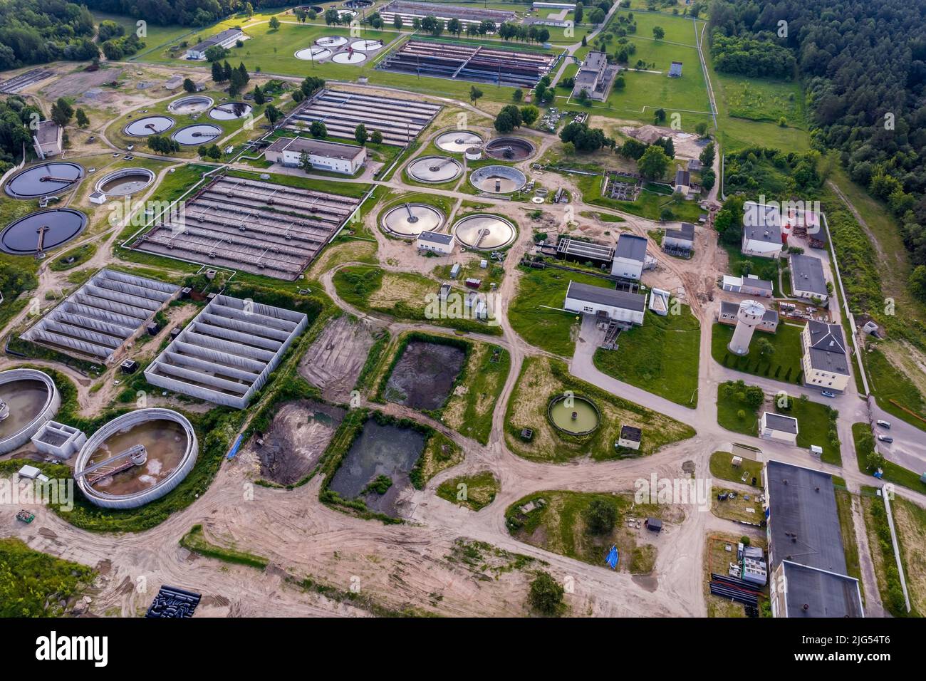 aerial view modern wastewater sewage treatment plant of the city Stock ...