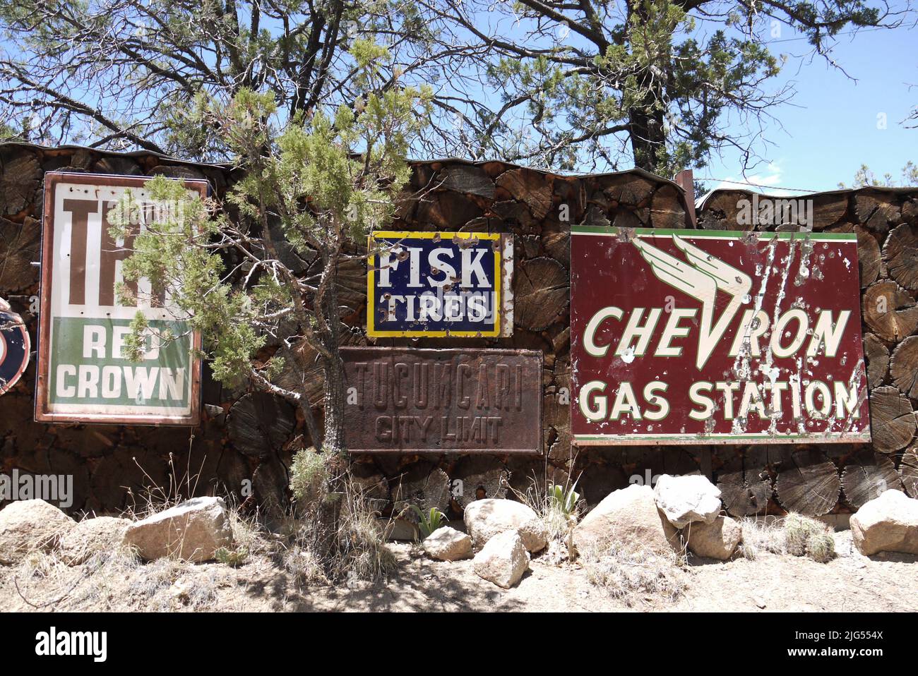Wall of tin signs Stock Photo - Alamy