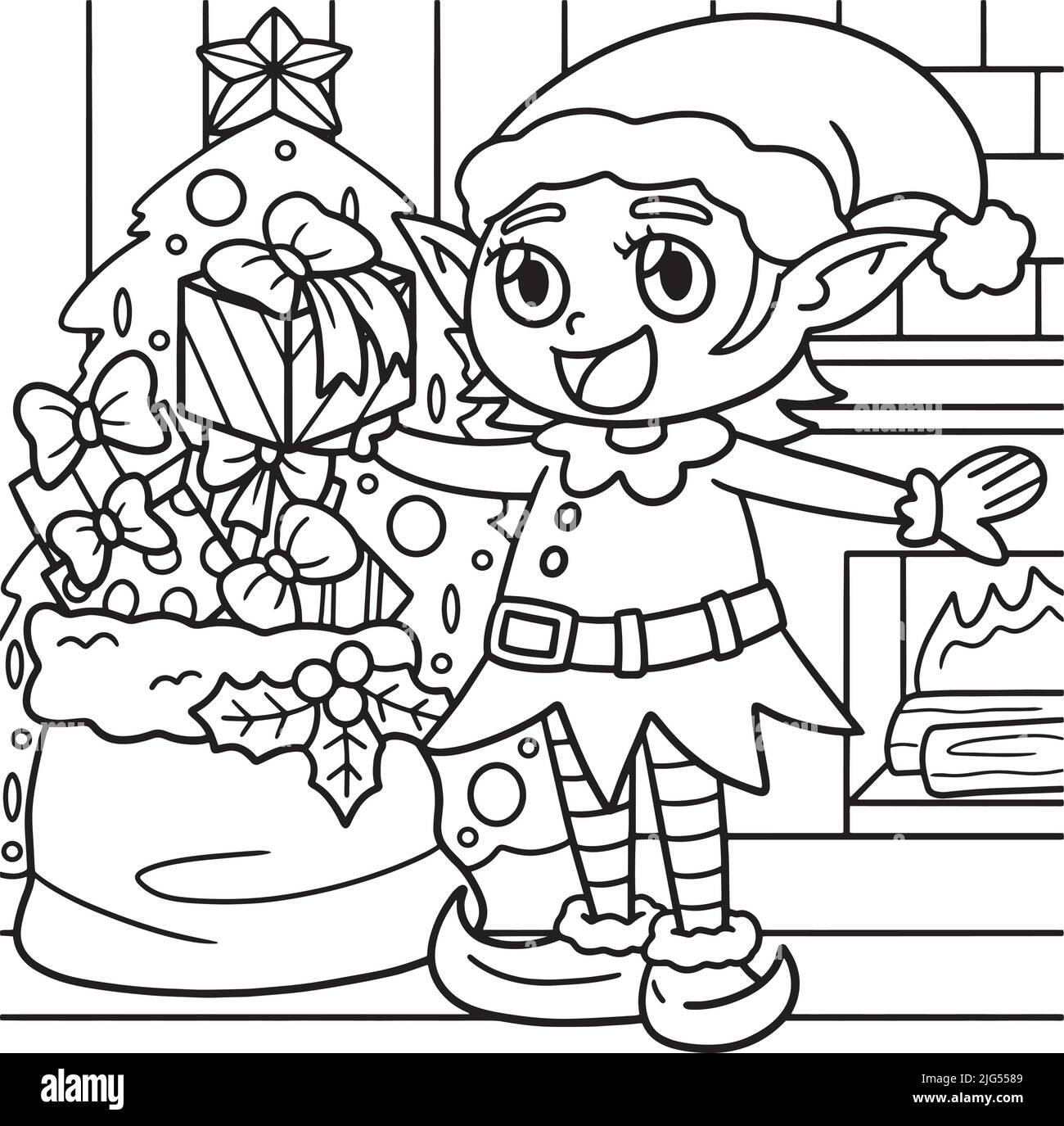 Elf coloring page hi-res stock photography and images - Alamy