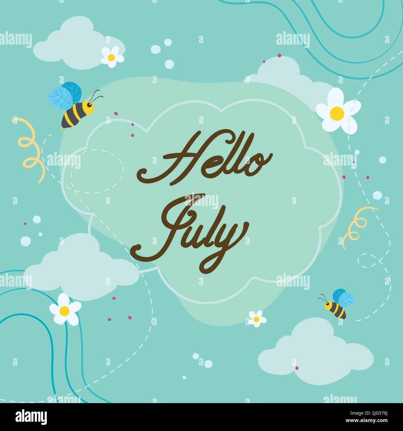 hello july poster Stock Vector Image & Art - Alamy