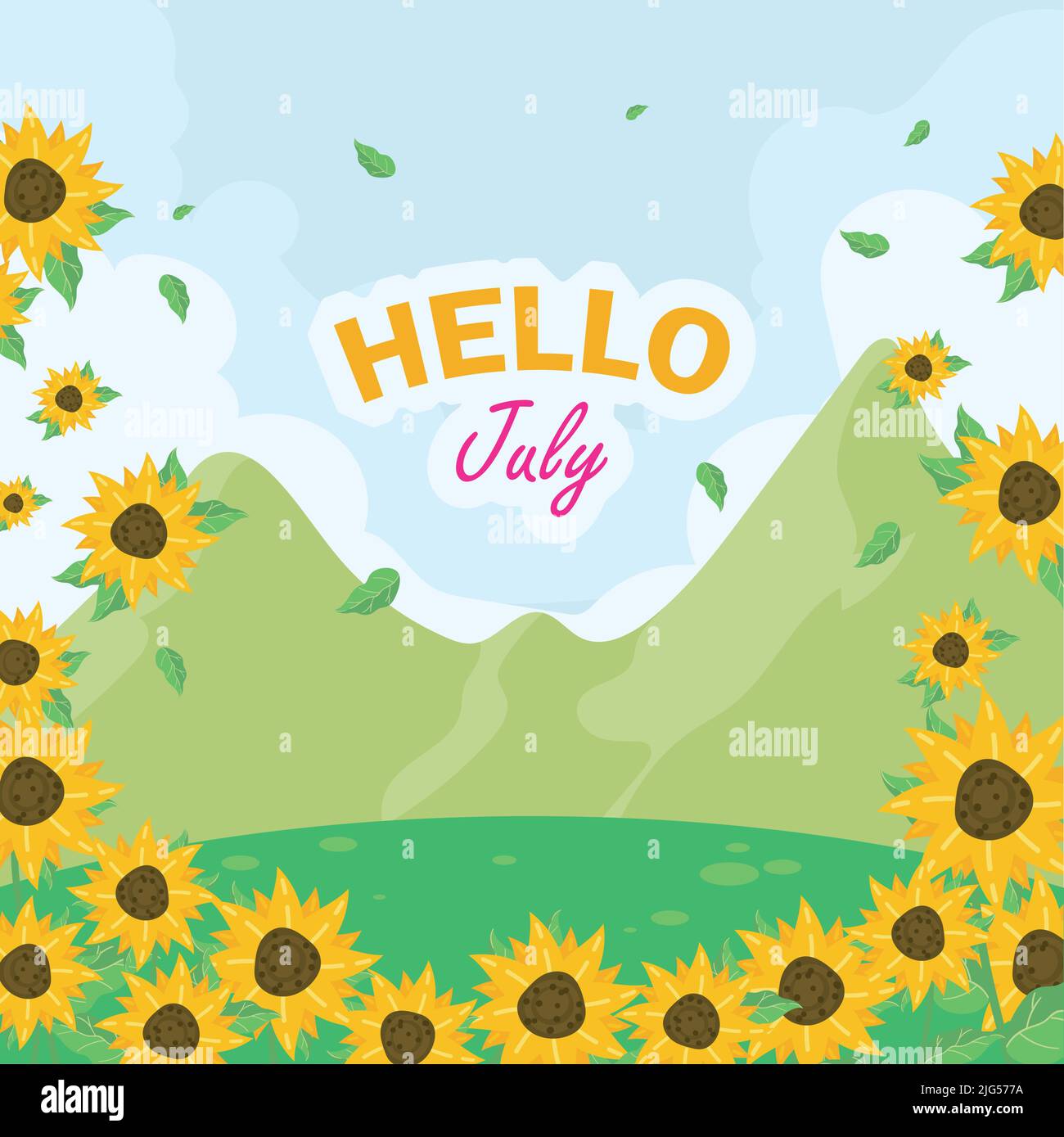 hello july card Stock Vector Image & Art - Alamy