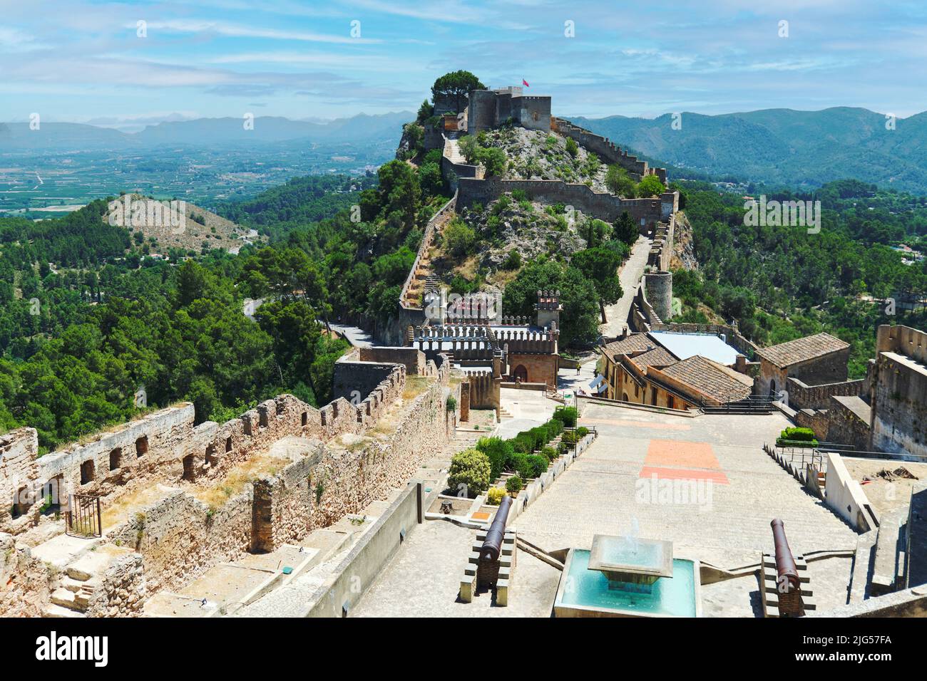 Picturesque view to spanish Xativa Castle or Castillo de Xativa ancient ...