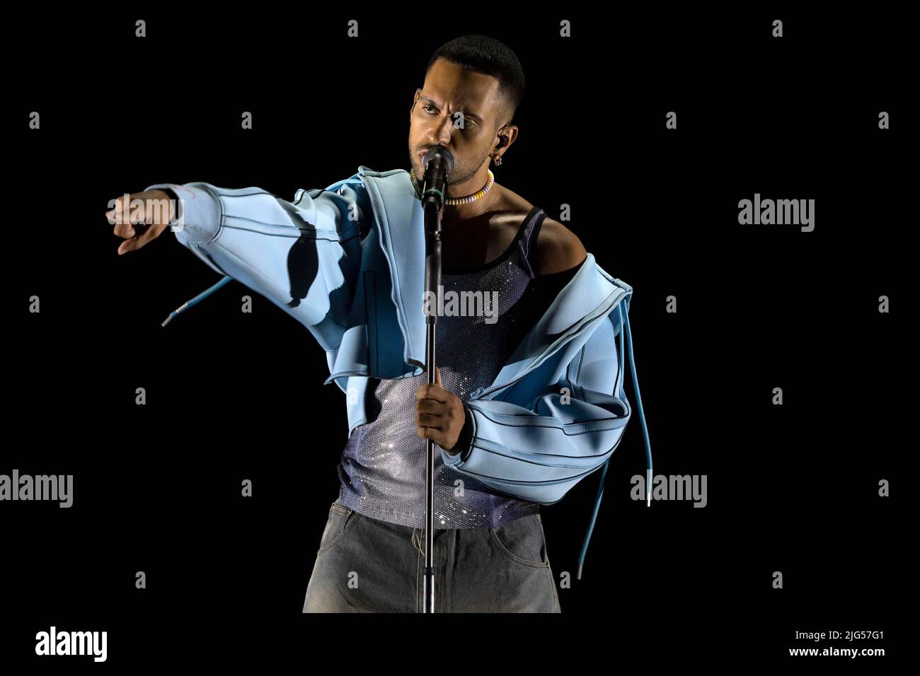 ROME, Italy: July 7, 2022, Italian singer-songwriter Mahmood ...