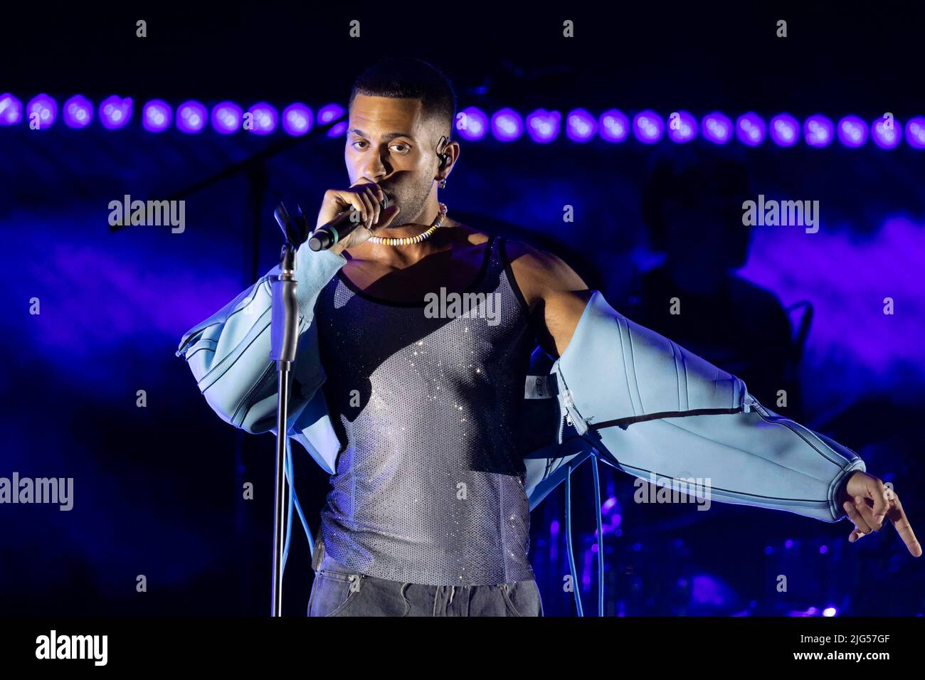 ROME, Italy: July 7, 2022, Italian singer-songwriter Mahmood ...