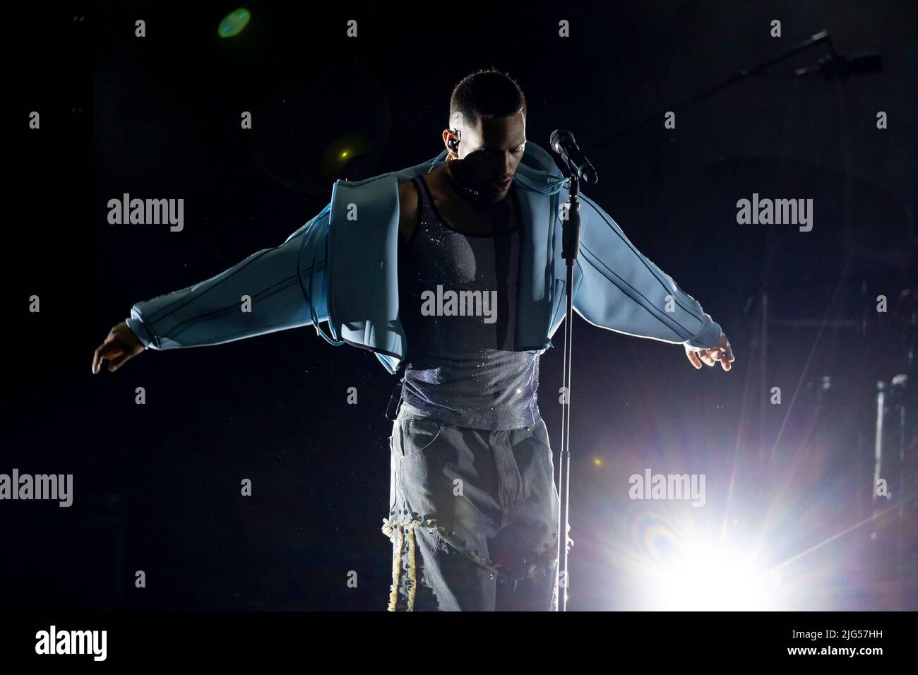 ROME, Italy: July 7, 2022, Italian singer-songwriter Mahmood ...
