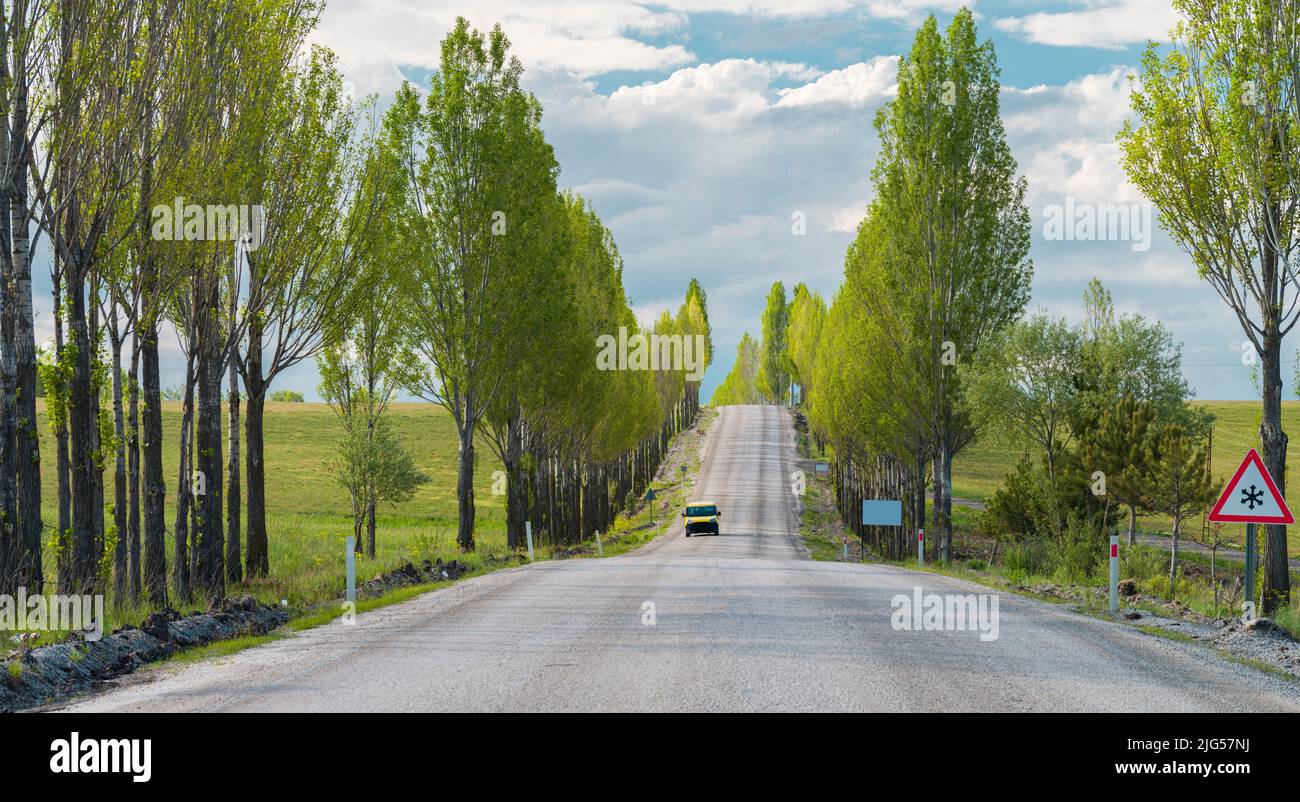 A road in Anatolia in Turkey. Old asphalt road stretching through the ...