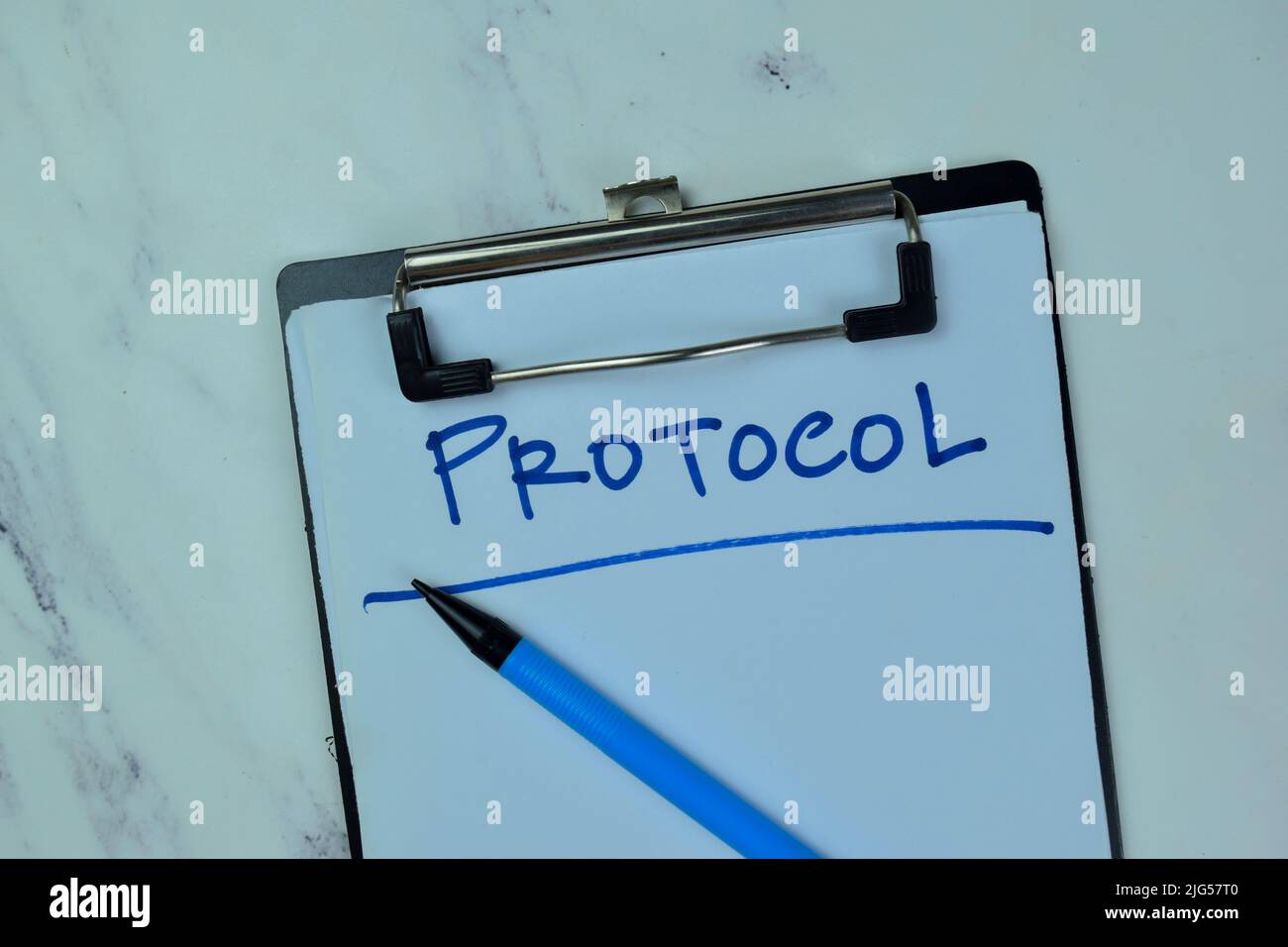 Concept of Protocol write on a paperwork isolated on Wooden Table Stock ...