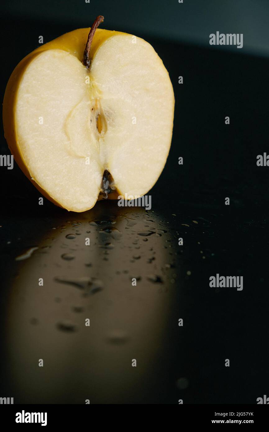 Apple half black and white hi-res stock photography and images - Alamy