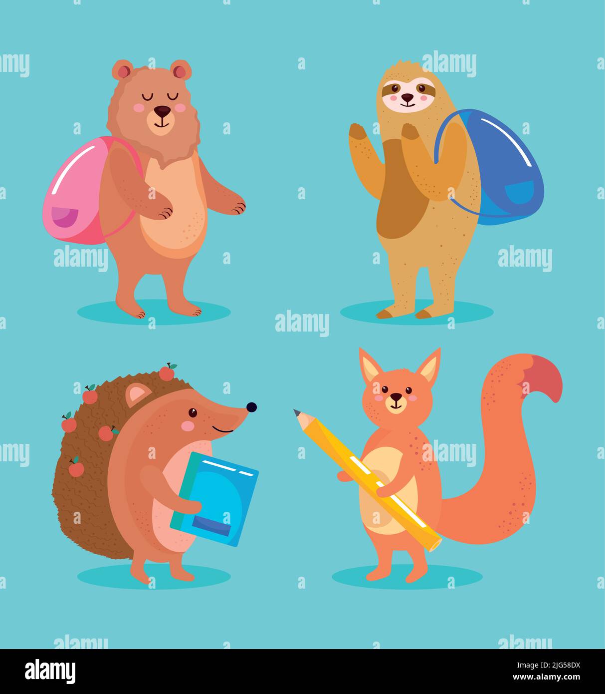 four animals students Stock Vector Image & Art - Alamy