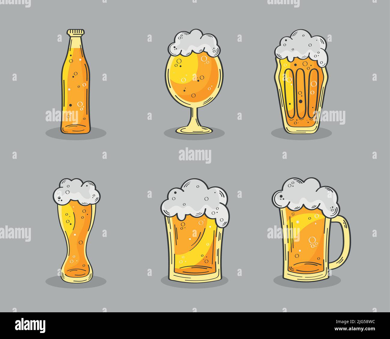 six beers drinks icons Stock Vector Image & Art - Alamy