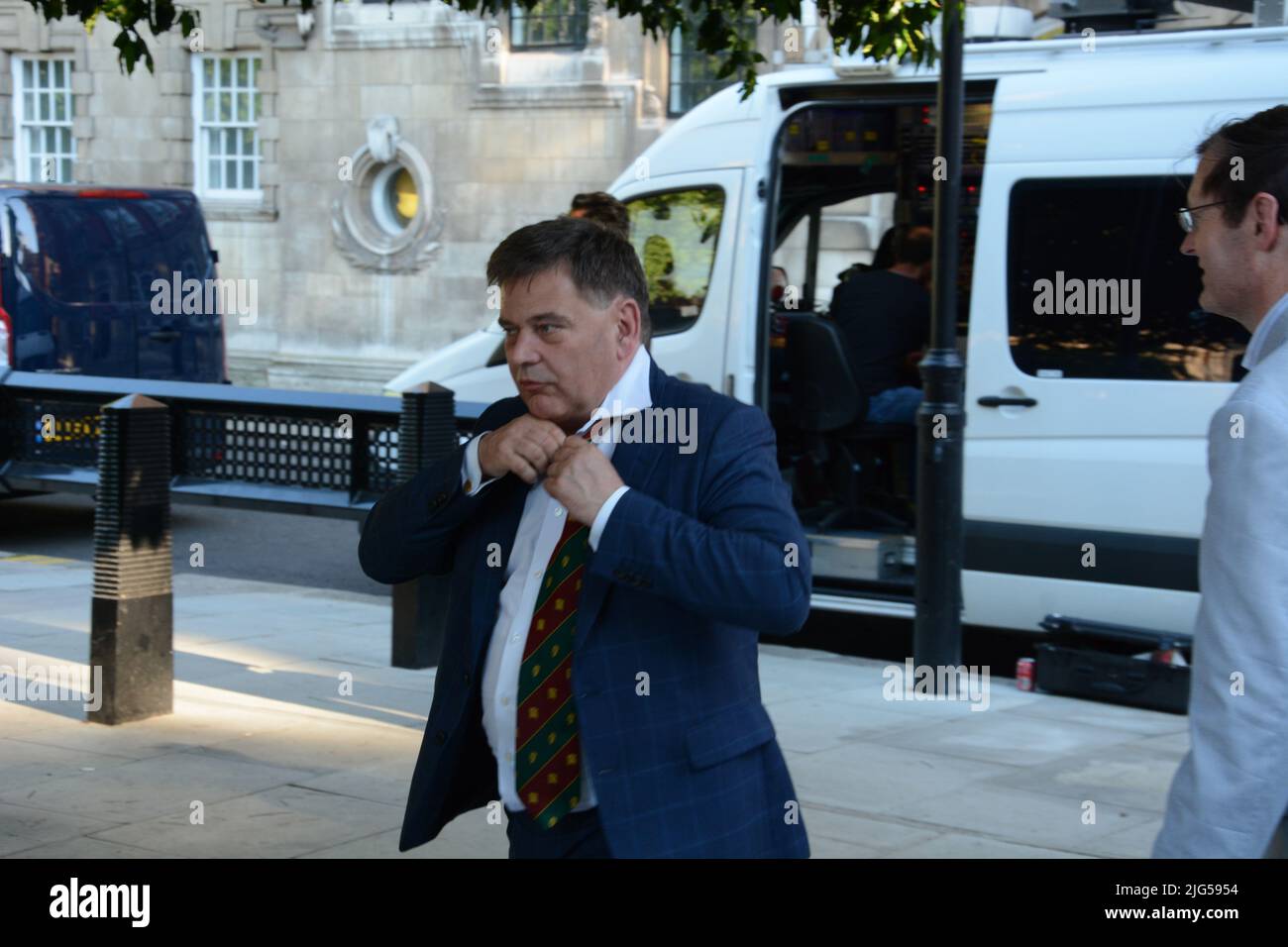 MP Andrew Bridgen heads for the awaiting media on College Green 7th ...