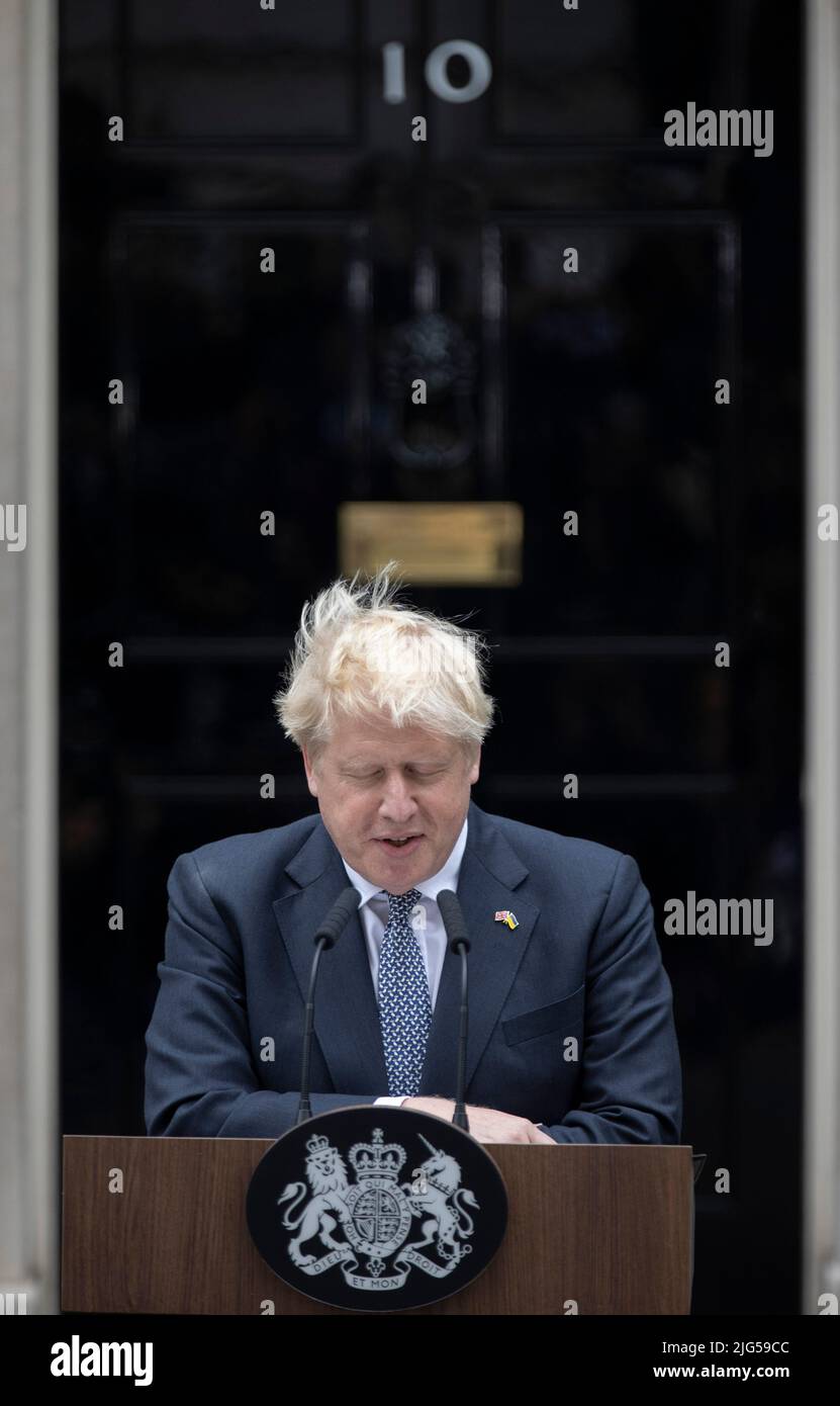 UK PRIME MINISTER BORIS JOHNSON ANNOUNCES HIS RESIGNATION IN DOWNING ...