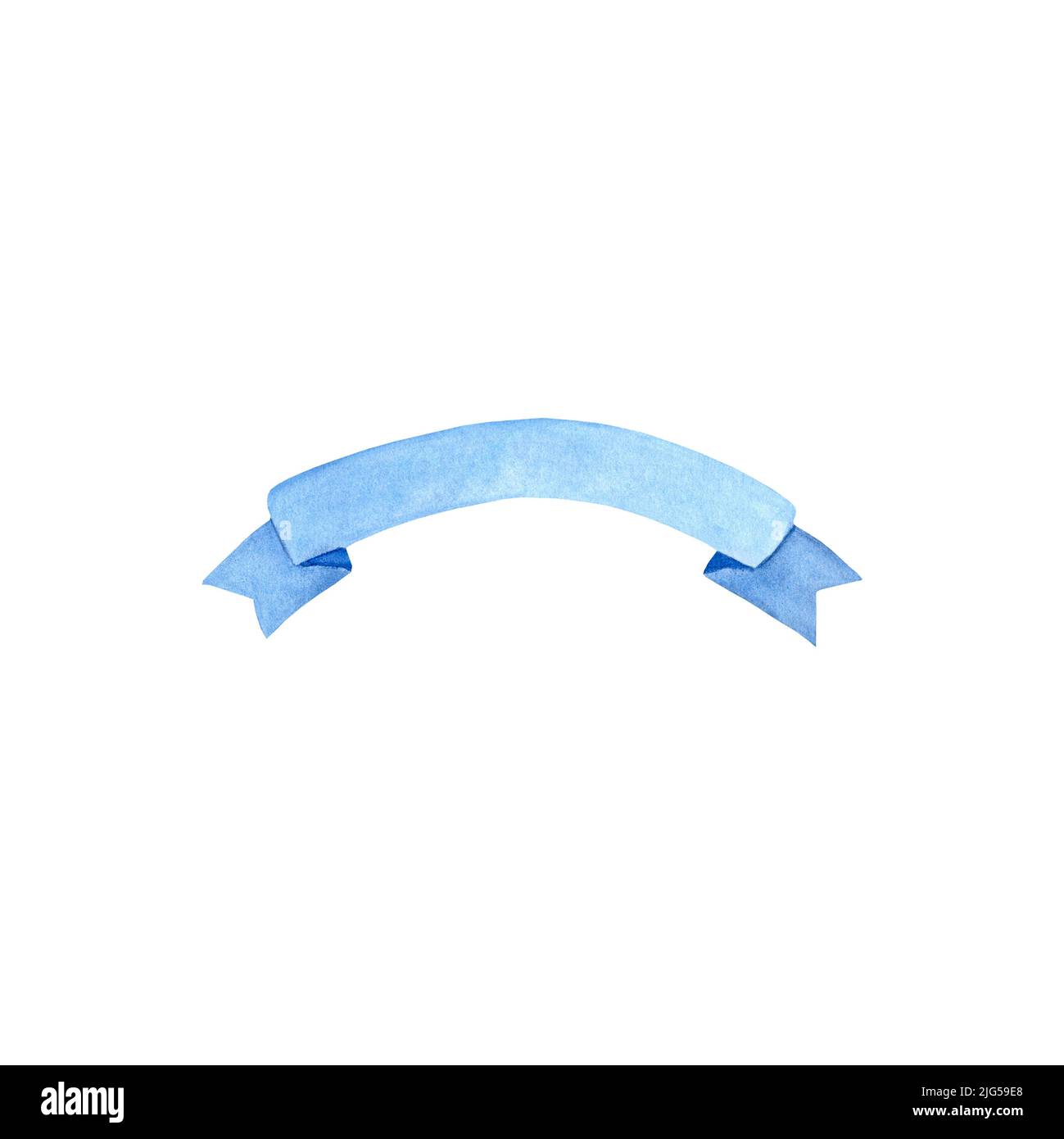 Blue ribbon. Art watercolor illustration isolated on white background ...