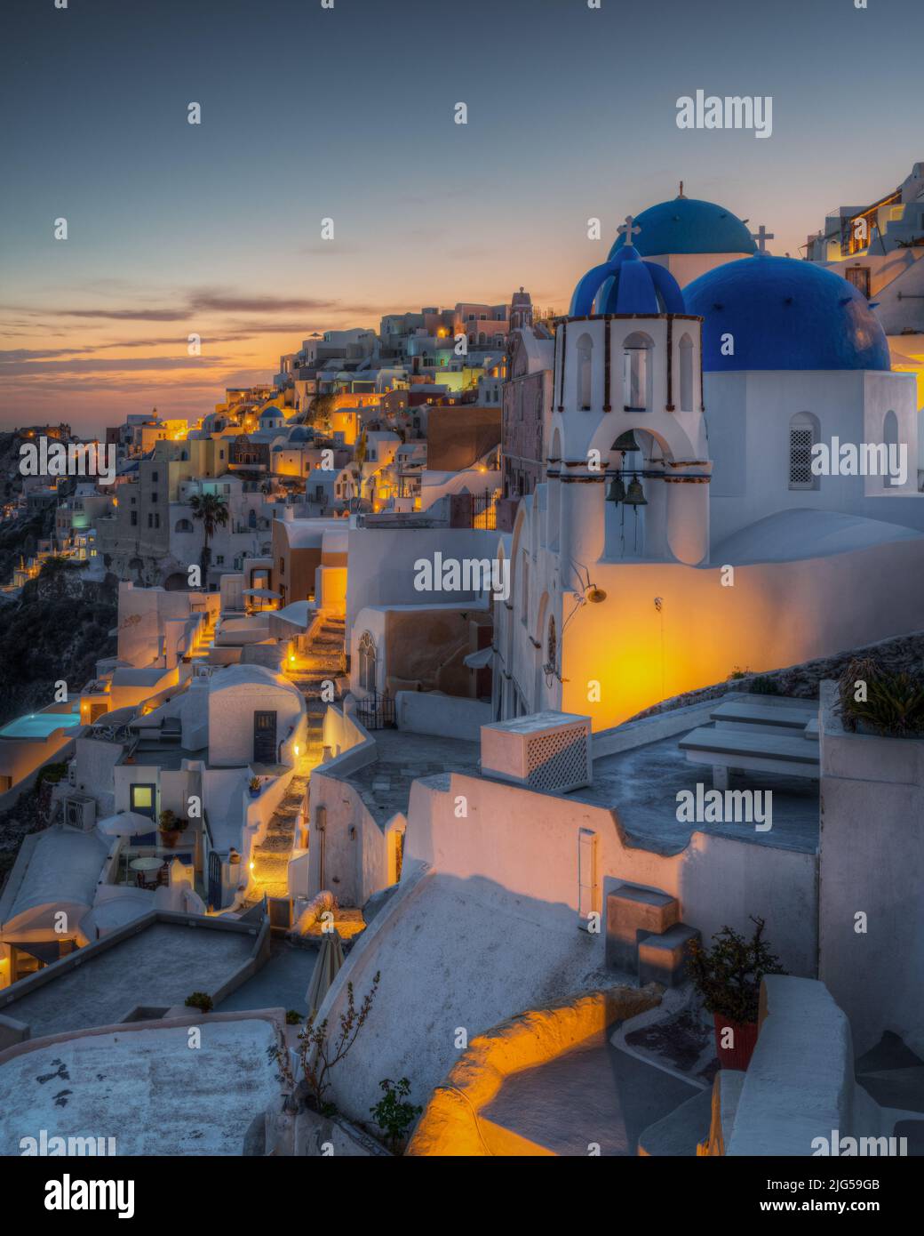 Oia village in santorini island by night hi-res stock photography and ...
