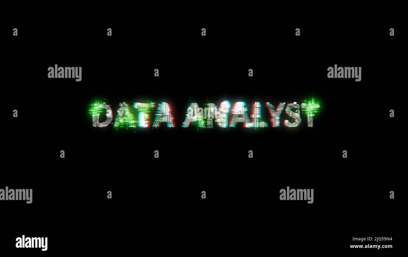 shining cybernetical text DATA ANALYST on black - meta universe concept ...