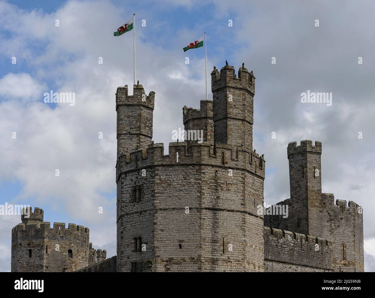 Castellated tops of the Eagle Tower, Well Tower and Queen's Tower of ...