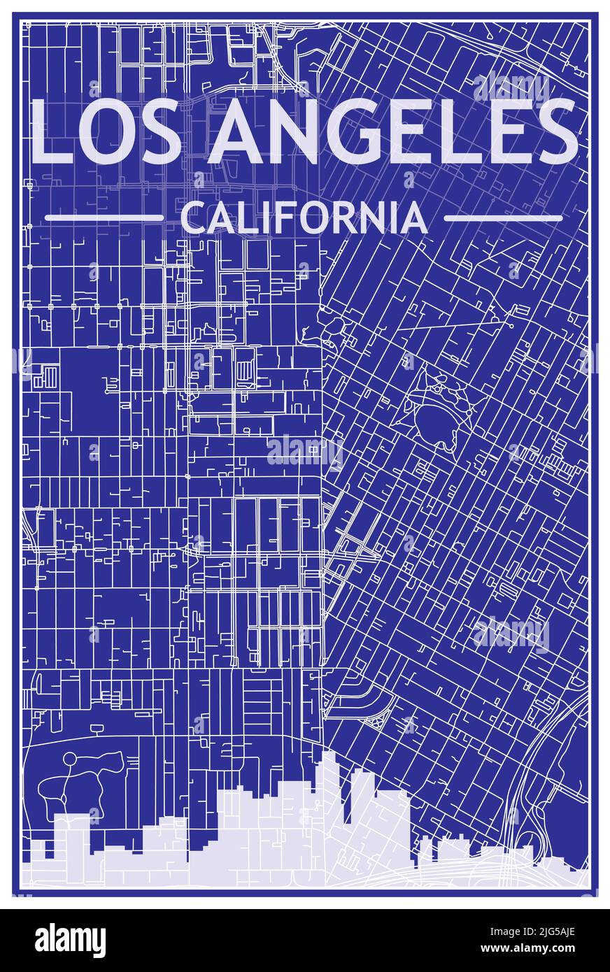 Technical drawing printout city poster with panoramic skyline and ...
