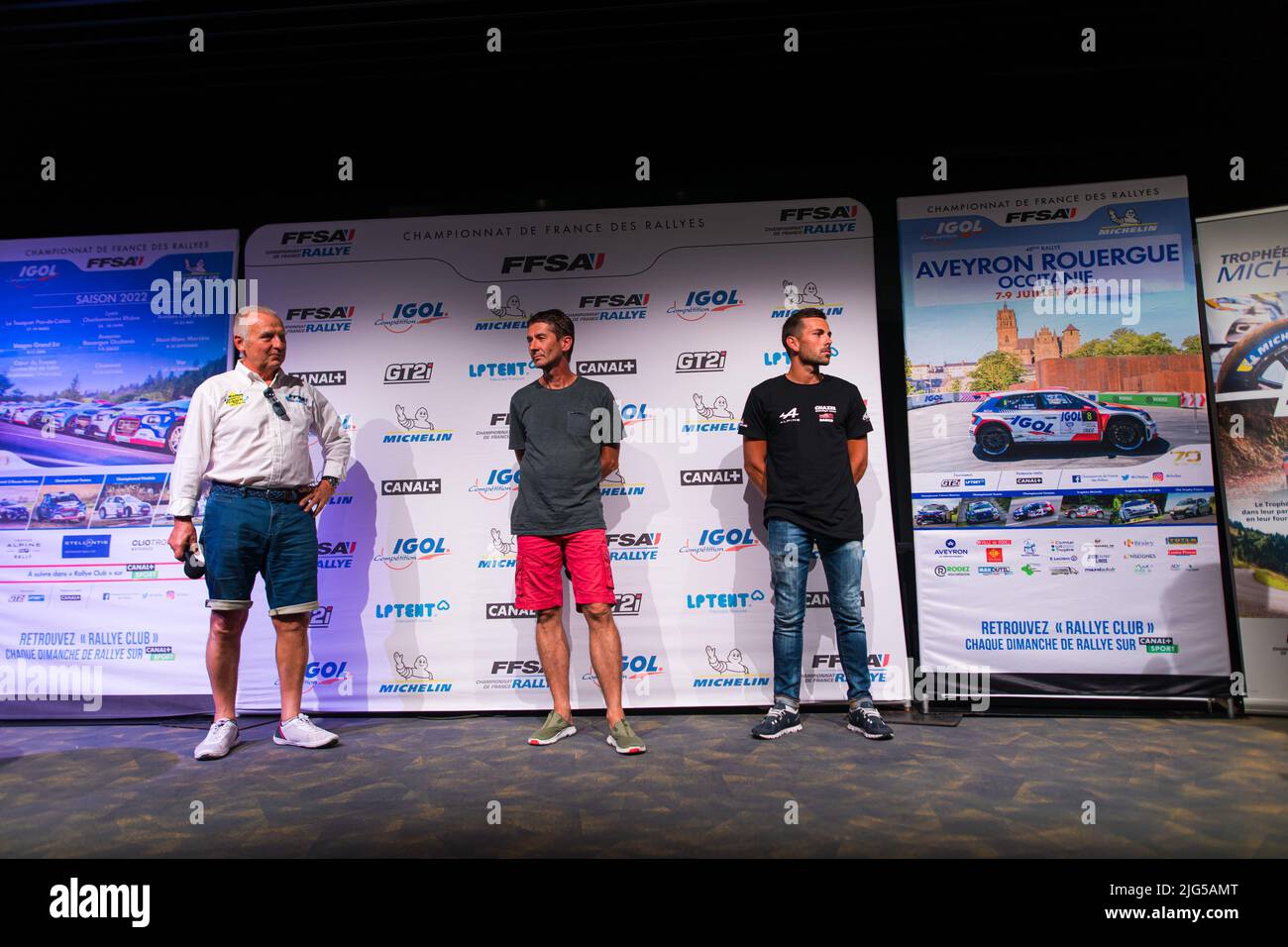 Rodez, France - 07/07/2022, ROCHE Jean-Luc, FASSIO Bertrand, RAYMOND ...