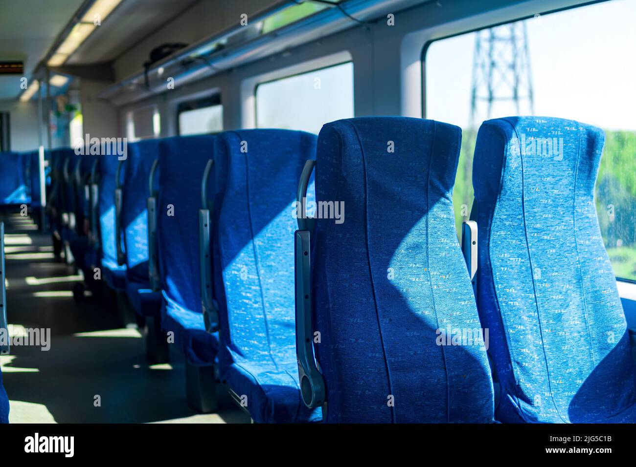 interior of commuter passenger train car Stock Photo - Alamy