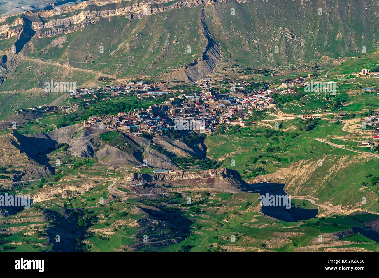 ancient mountain village Chokh in Dagestan, aerial view Stock Photo - Alamy