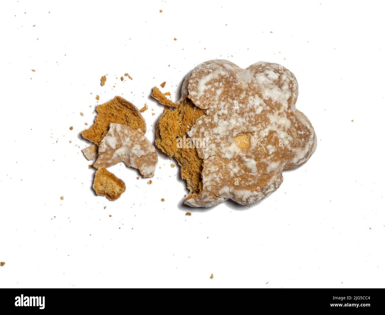 Gingerbread in the shape of a flower. Crushed gingerbread. Treat for ...