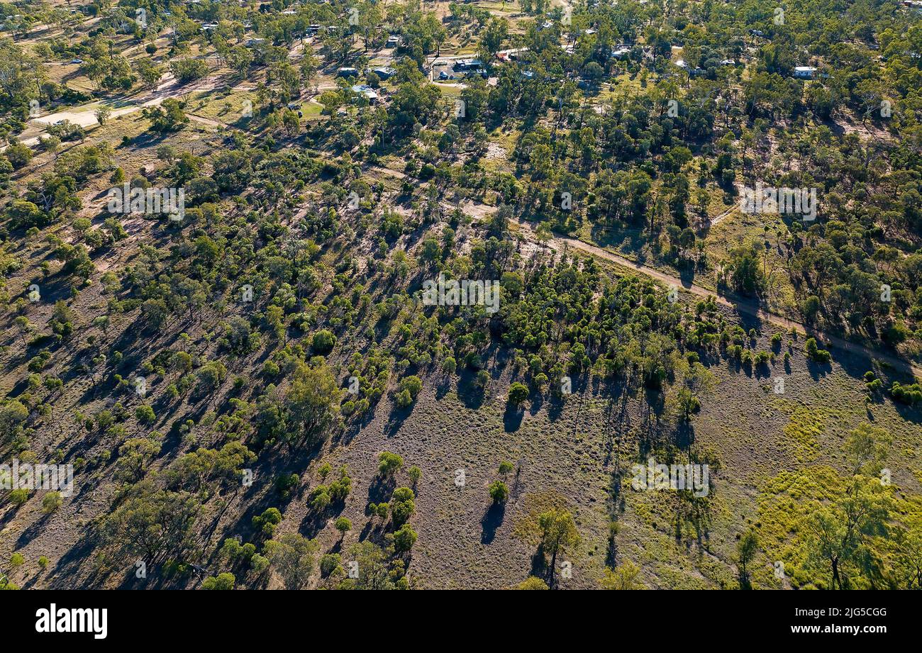 Drone aerial of part of the Reward diggings sapphire mining leases ...