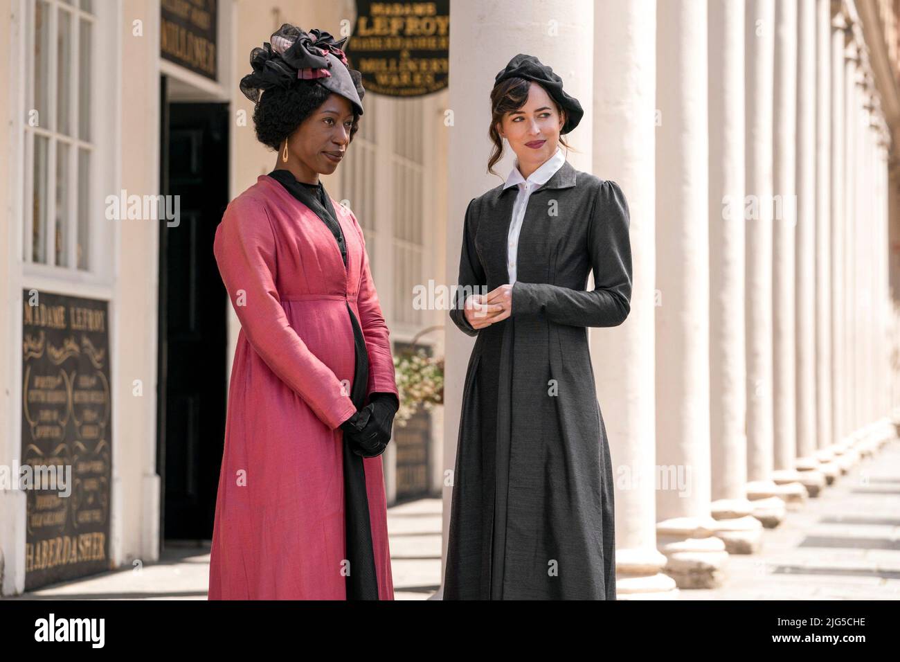 PERSUASION, from left: Nikki Amuka-Bird, Dakota Johnson, as Anne Elliot ...