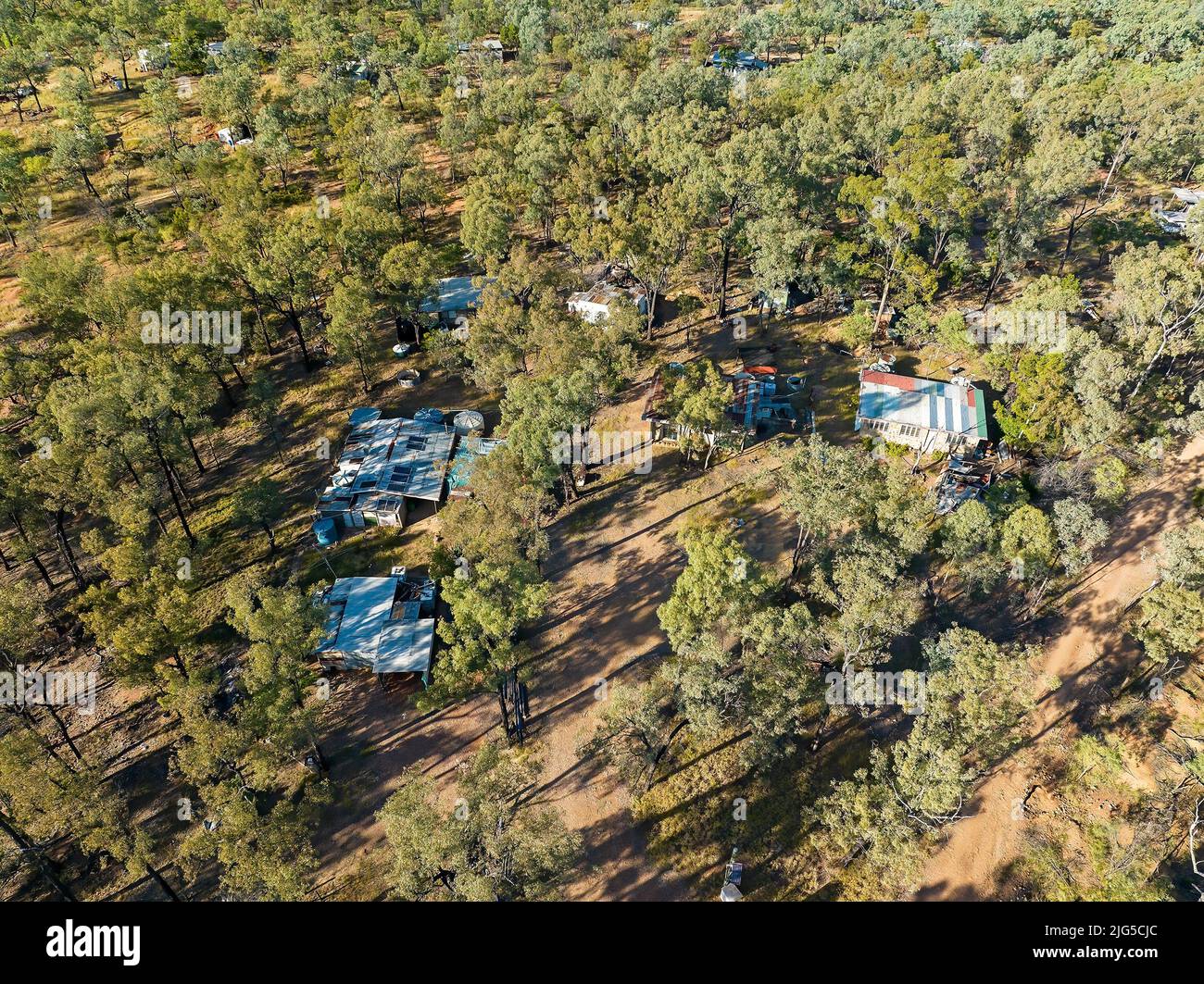 Drone aerial of part of the Reward diggings sapphire mining leases ...
