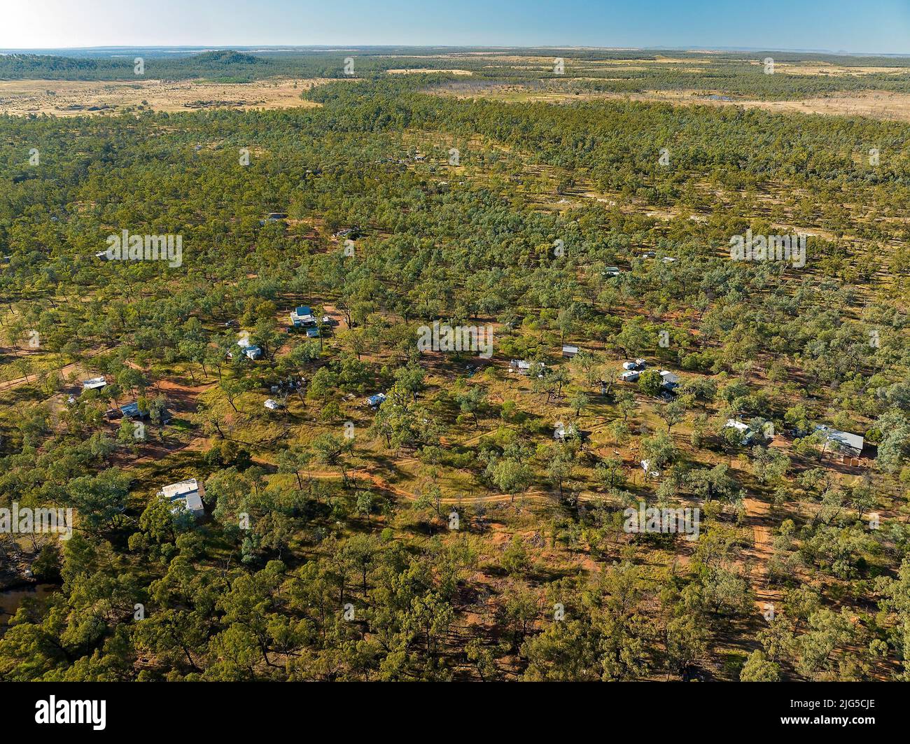 Drone aerial of part of the Reward diggings sapphire mining leases ...