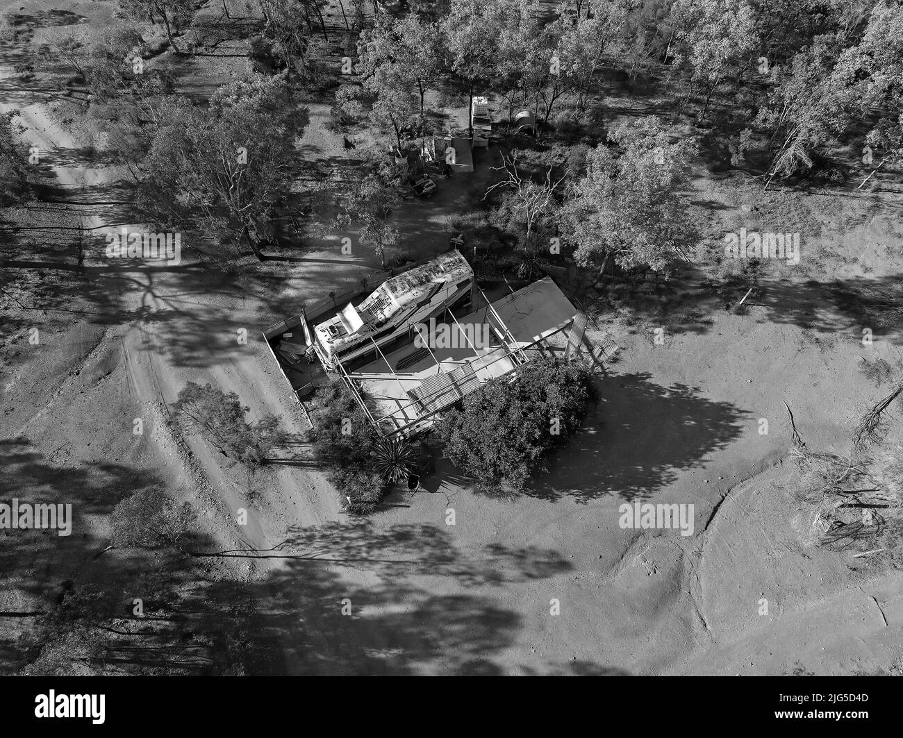 Drone aerial of part of the Reward diggings sapphire mining leases ...