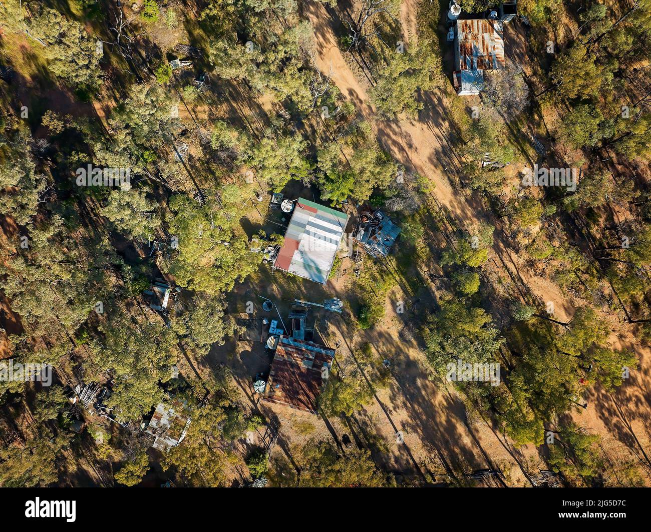 Drone aerial of part of the Reward diggings sapphire mining leases ...