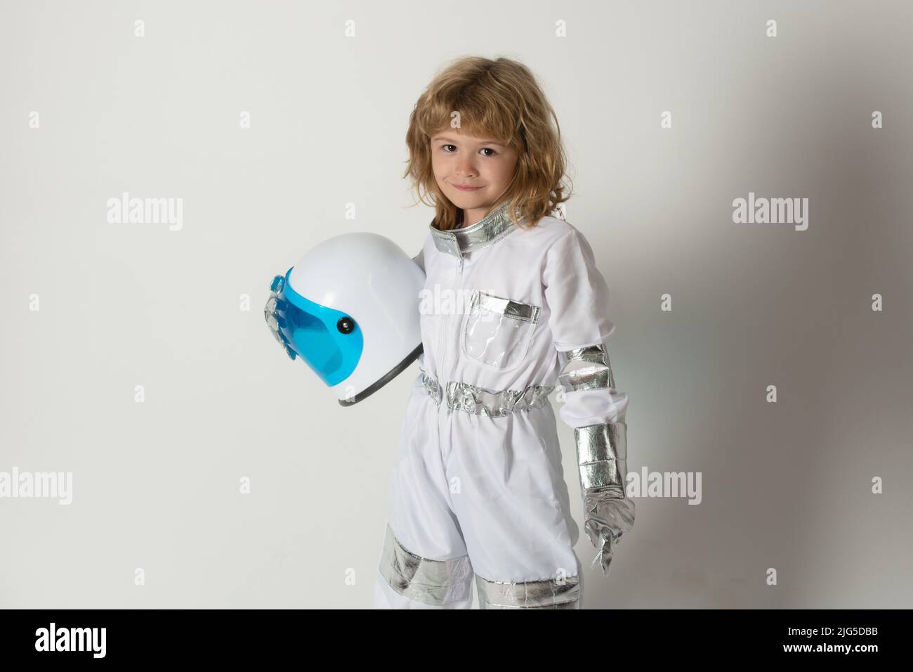 Little boy astronaut. Child boy playing astronaut with spaceman Stock ...