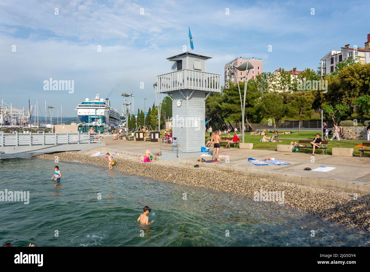 Lifesaving wooden tower lookout pebble beaches public local cent hi-res ...