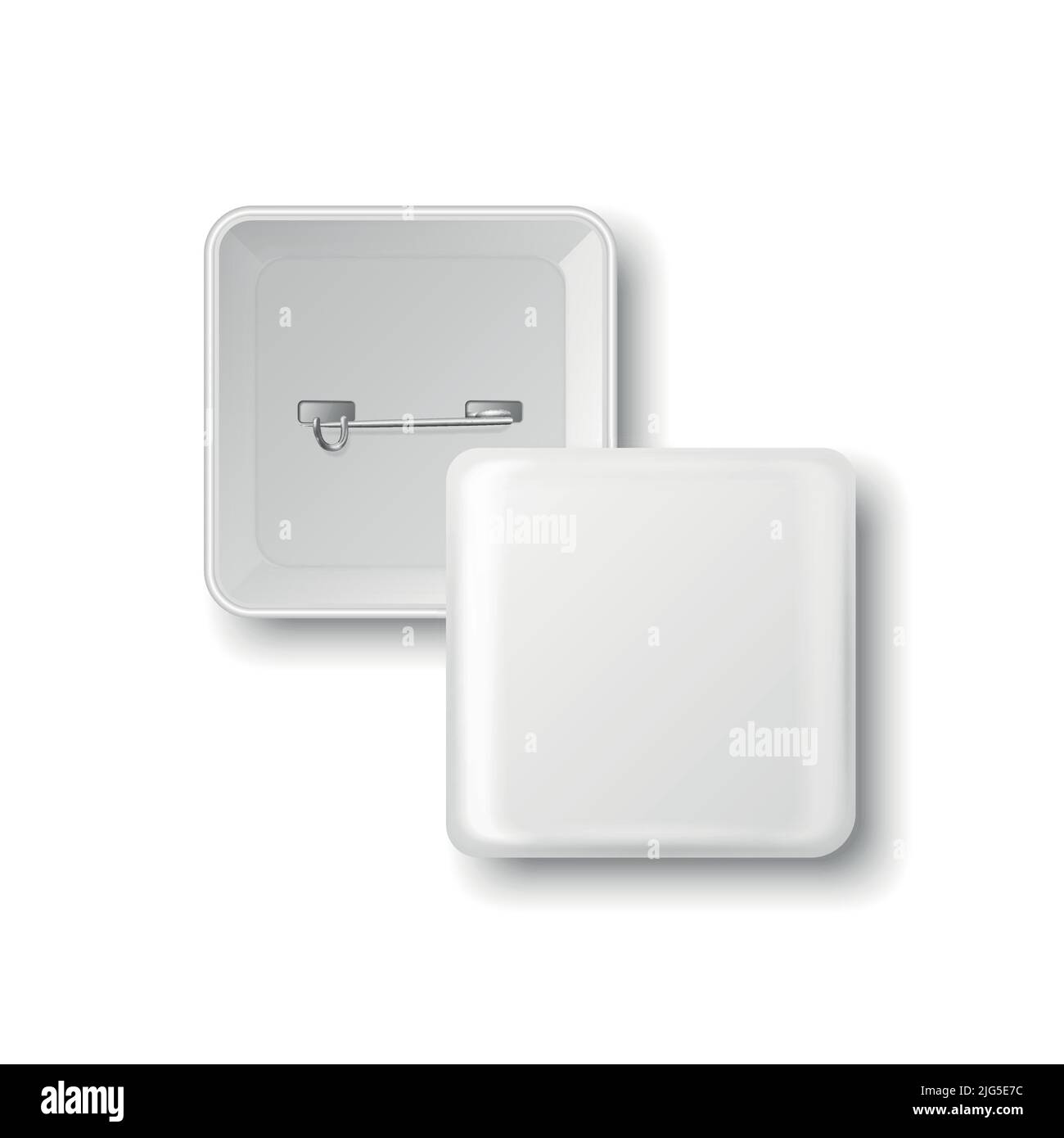 Vector 3d Realistic Square White Metal, Plastic Blank Empty Button ...