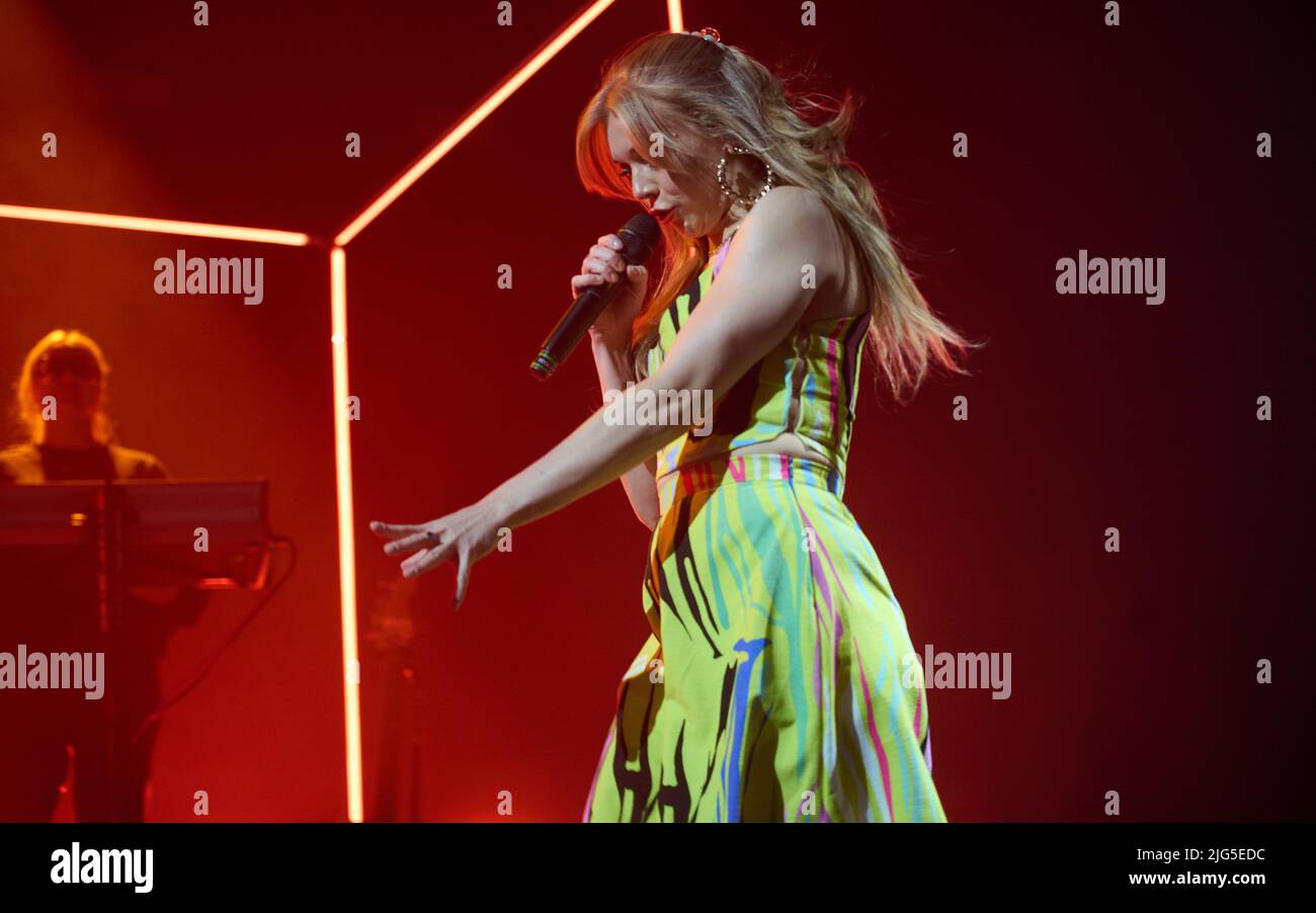 Becky Hill performing in concert to a sold-out crowd at Victoria ...