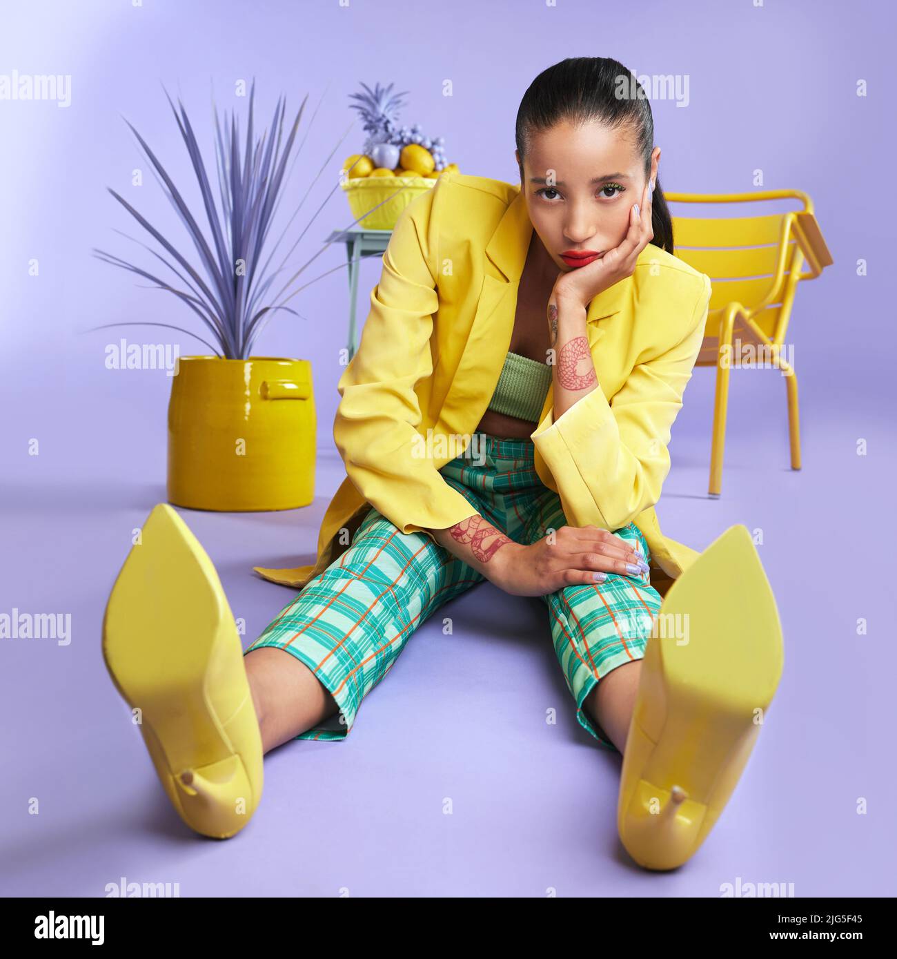 I needed some colour in my life. Full length studio portrait of an ...