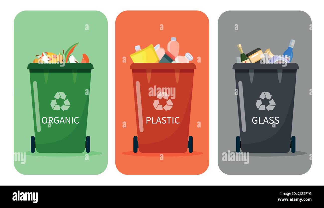 Trash cans recycle organic Cut Out Stock Images & Pictures - Alamy