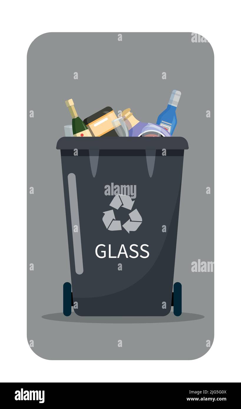 Trash can for glass products Stock Vector Image & Art - Alamy