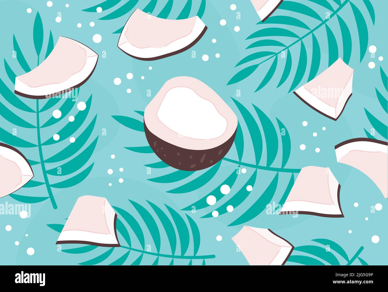 Seamless pattern with coconut and palm leaves Stock Vector Image & Art ...