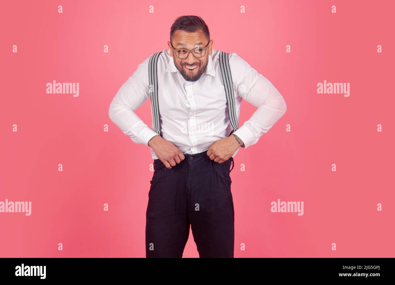 Guy funky joke, nerd humor concept. Portrait of funny funky crazy man ...